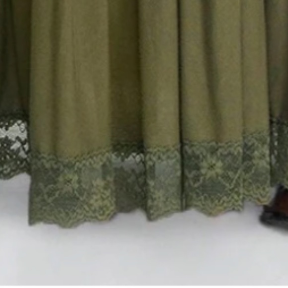 Skirts | Solid Army Green Ruffle Lace Hem Maxi Skirt | Poshmark